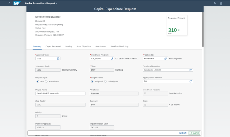 Capital Expenditure Requests for SAP